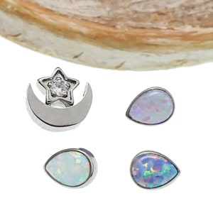 14G -1.2mm Thread Daisy Flower / Teardrop / Moon Dermal Implant ...