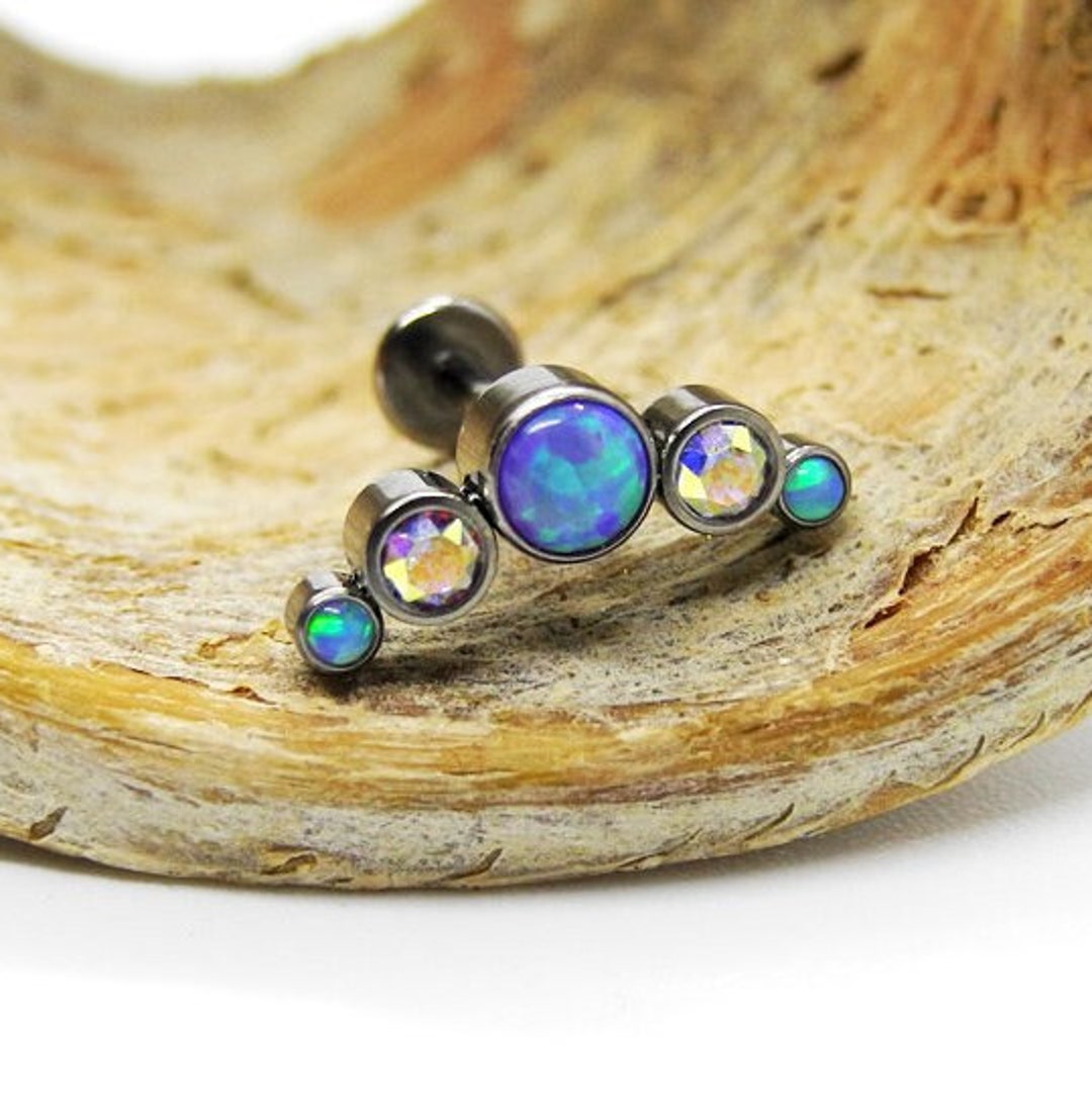 Azure / Multi-lavender Opal / AB CZ Cluster Implant Titanium Flatback ...
