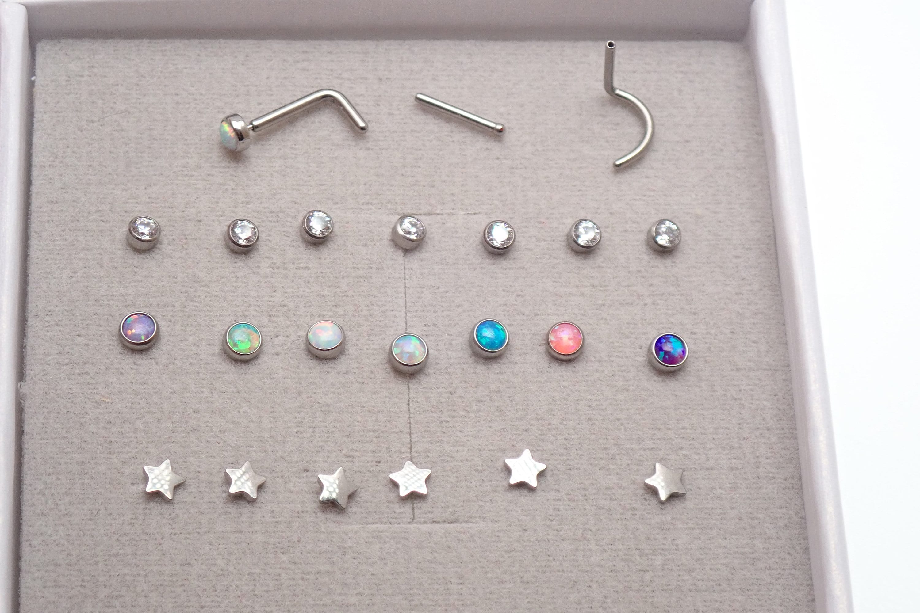 Implant Titanium Push in Threadless Nose Set ,L Bend Nose Stud ...
