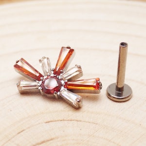 Implant Titanium Super Nova CZ Design, Flatback Piercing Internally Threaded 18g, 16g, 14g - Etsy