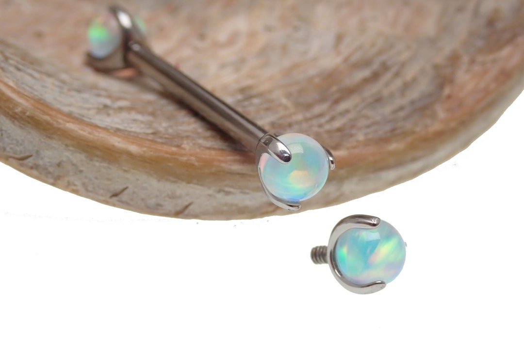 Implant Titanium 4mm White Jelly Fire Opal, Internally Threaded ...
