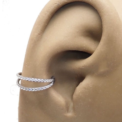 Rook Earring Piercing 16g Diamond Cut 16g Rook Hoop Silver | Etsy