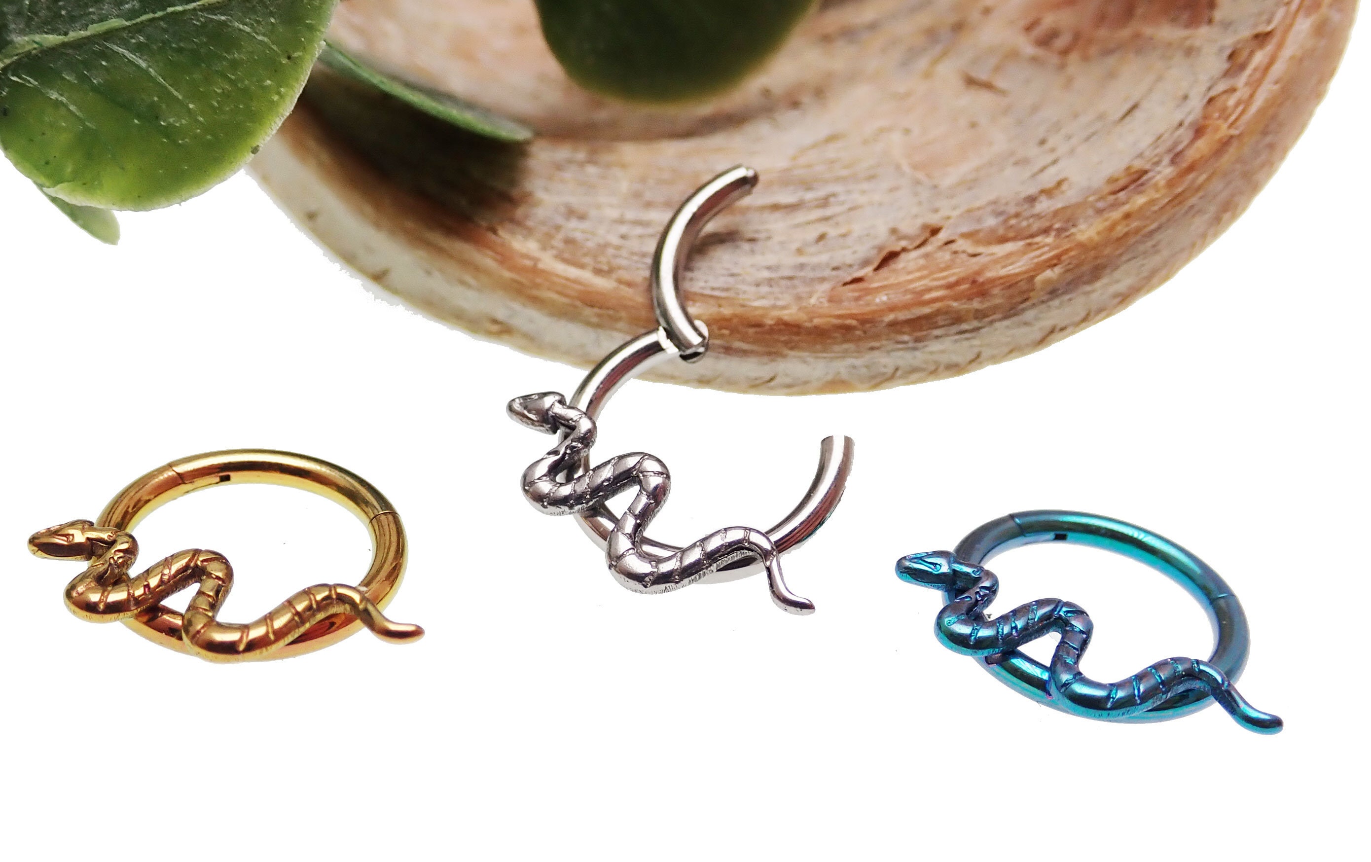 16g Titanium Snake Septum Daith Hinged Clicker Piercing - Etsy