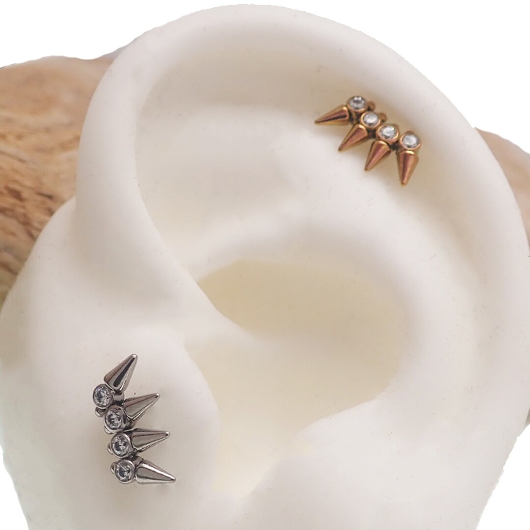 Spike CZ Crown Implant Titanium Flatback Piercing 18g, 16g, 14g - Etsy