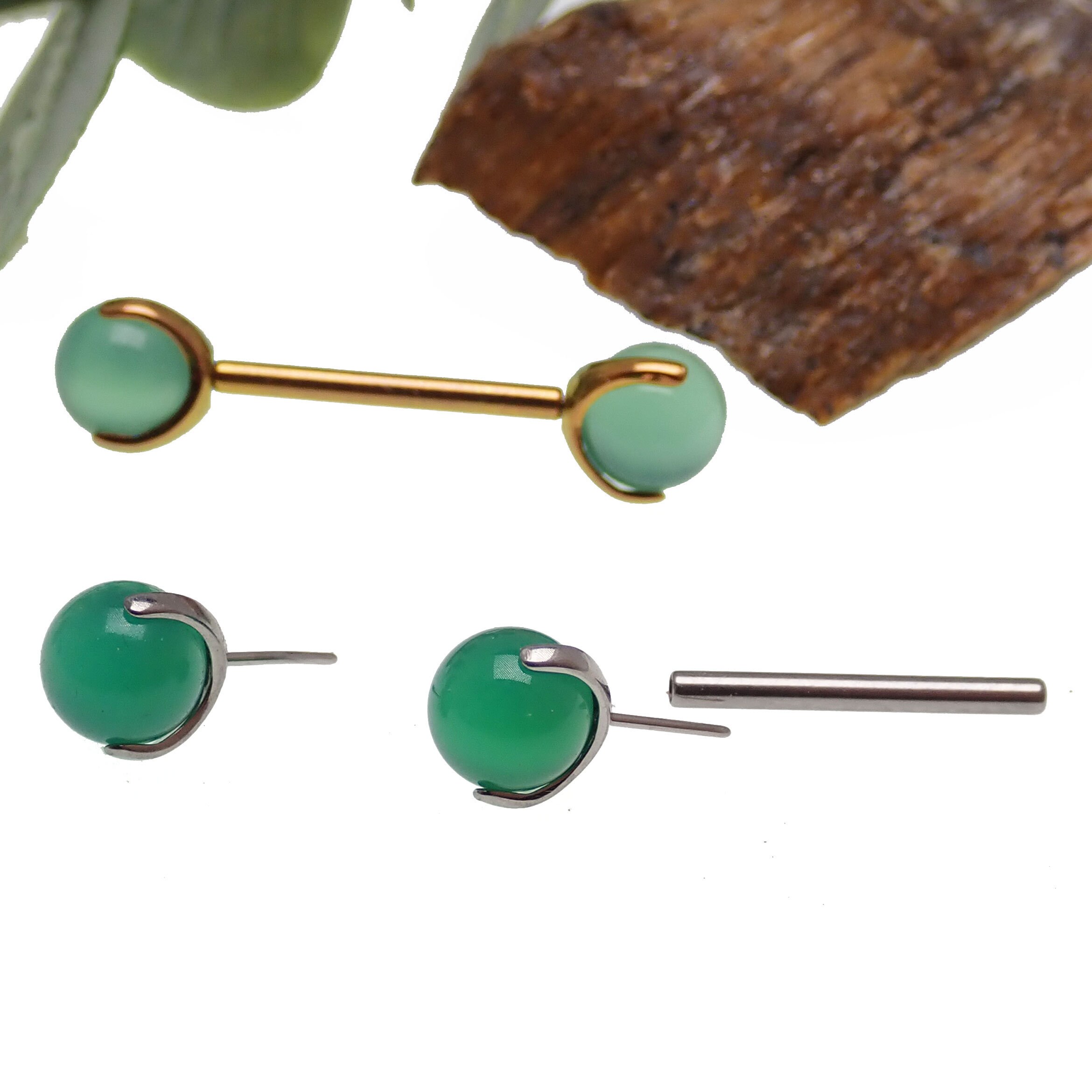 Real Jade Nipple Barbell – Titanium, Push Fit Piercing - Etsy