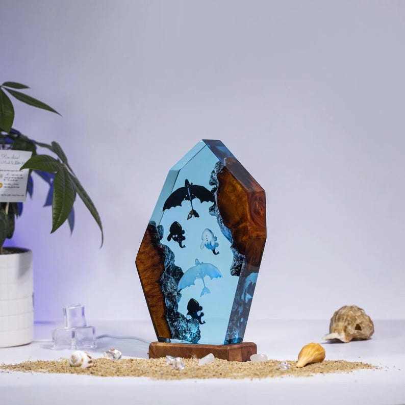 Toothless Light Fury Resin Lamp, Dragon Night Light, Epoxy Fantasy ...