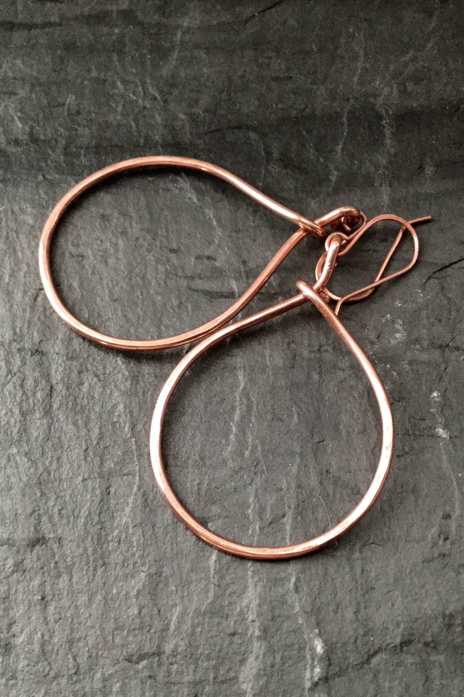 Copper Hoop Earrings, Oval Hoop Earrings, Lightweight Earrings ...
