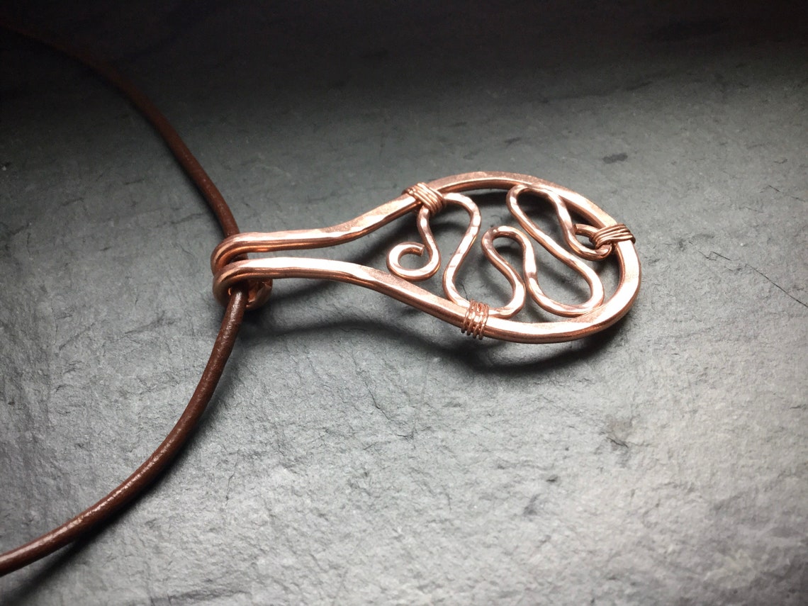 Hammered Copper Statement Necklace Wire Wrapped Copper - Etsy
