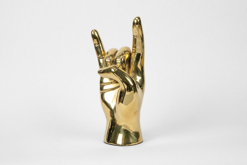 Horns Hand Sign Sculpture in Brass - Etsy