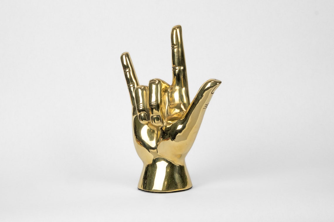 ILY or i Love You Hand Sign Sculpture in Brass - Etsy