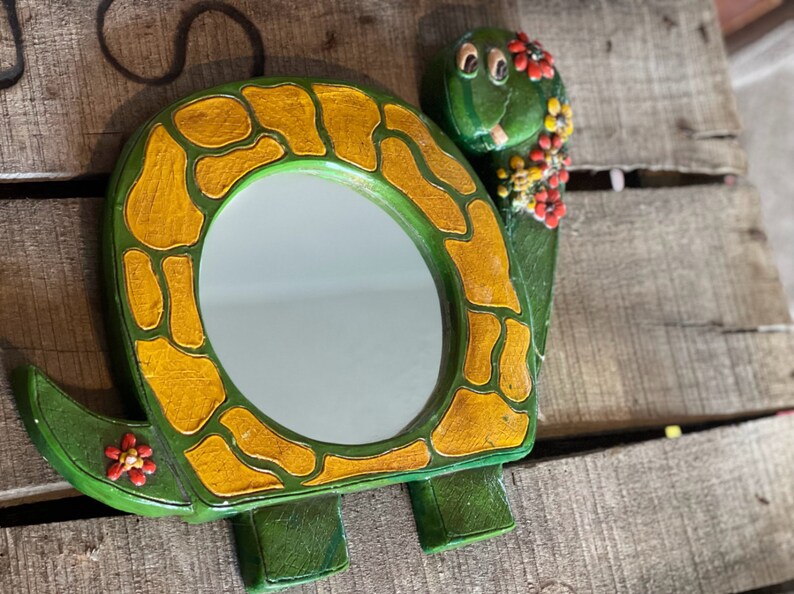 Whimsical Vintage Turtle Mirror Chalkware 1970s Groovy - Etsy