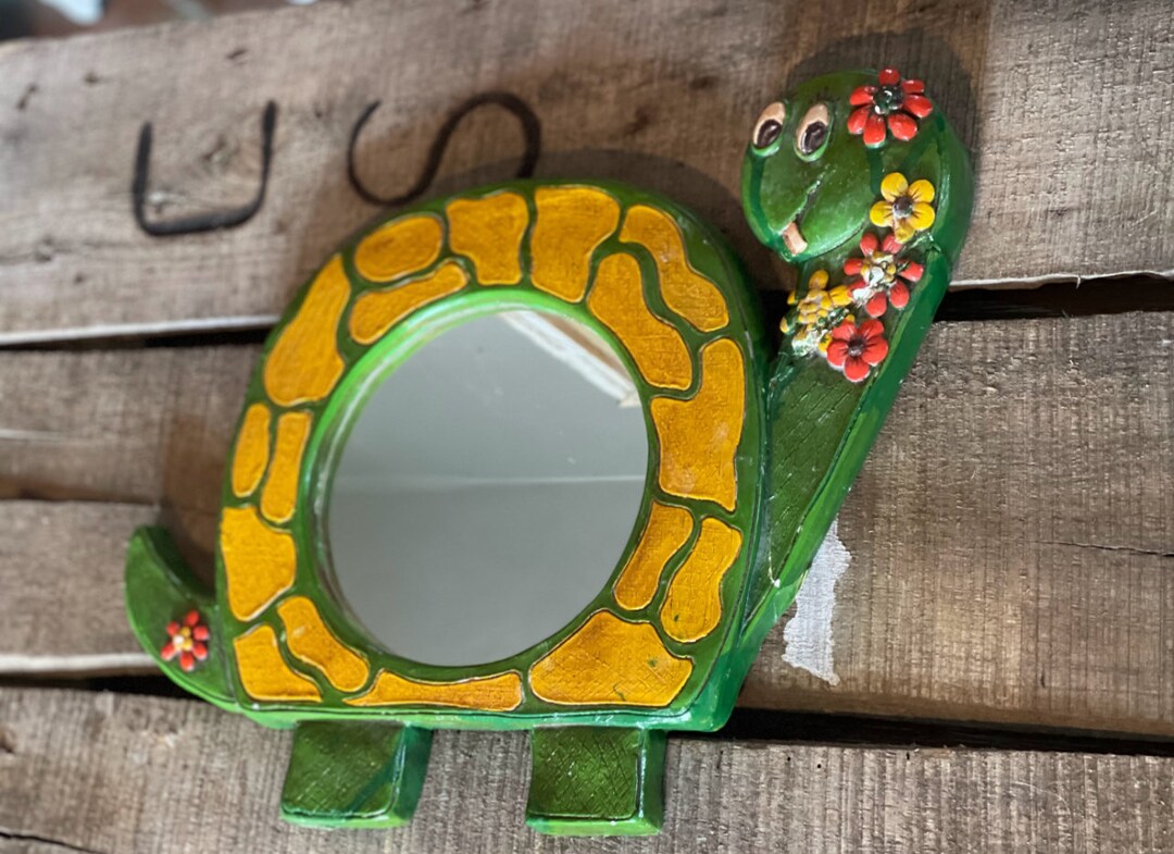 Whimsical Vintage Turtle Mirror Chalkware 1970s Groovy - Etsy