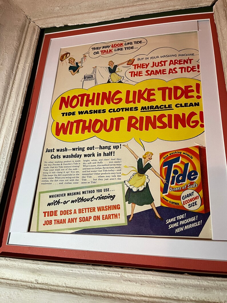 Vintage Tide Ad Laundry Soap 1950s Original Wall Decor Magazine ...