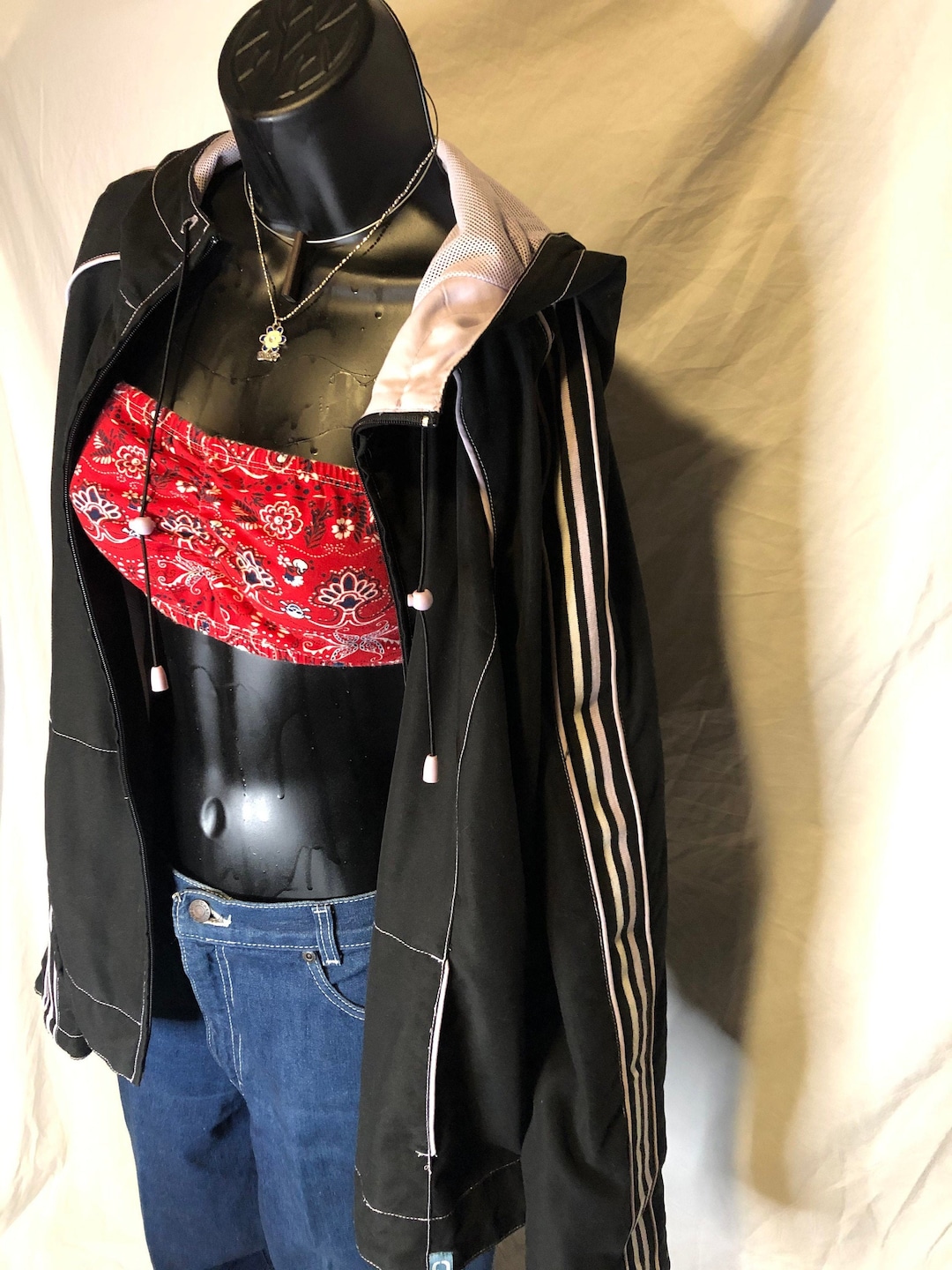 Vintage 90s Outfit Bandana Tube Top; Calvin Klein Jeans; Black & White ...