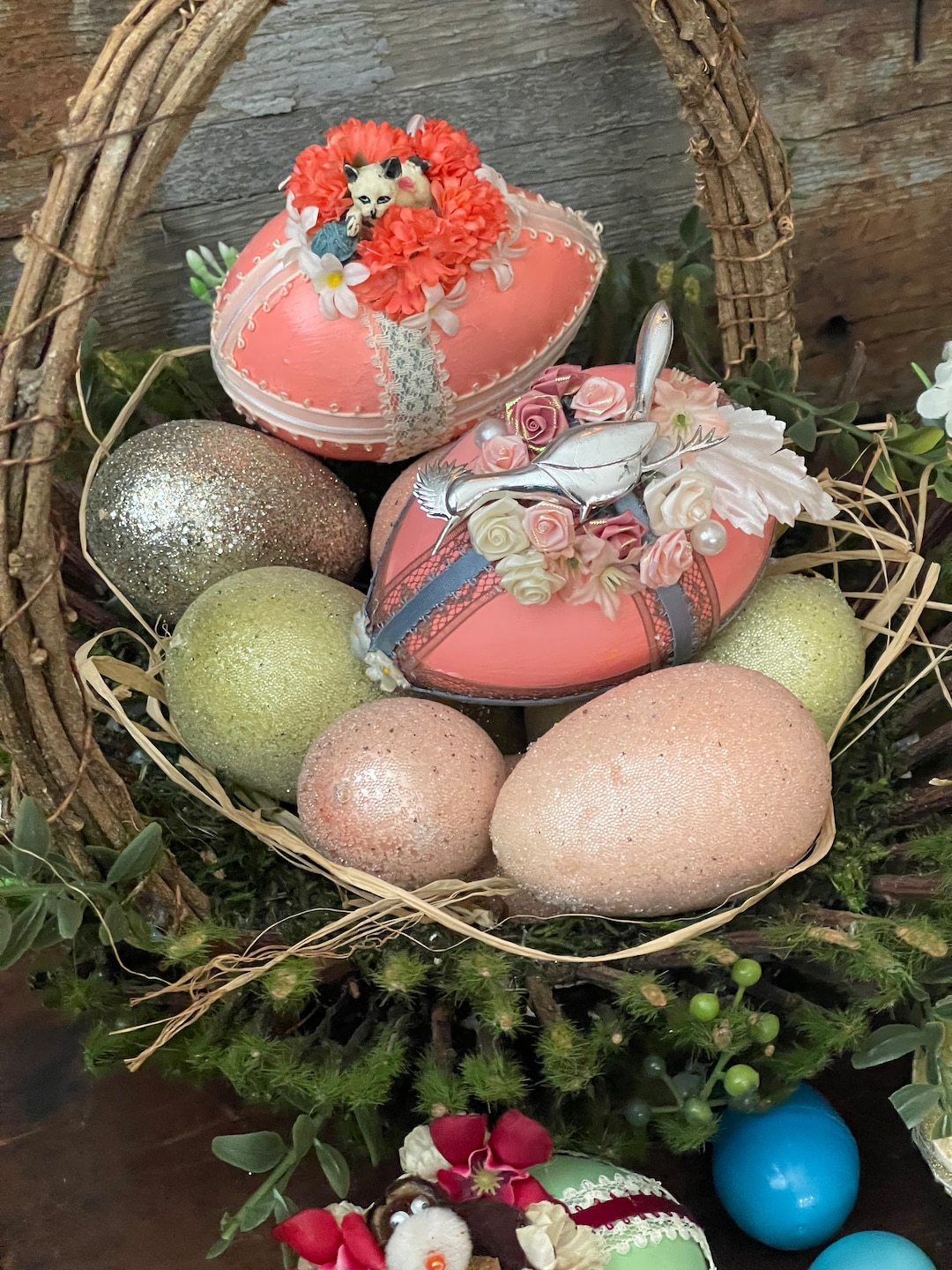 1950s Authentic Easter Eggs Handmade Colorful Easter Decor Vintage Duck ...