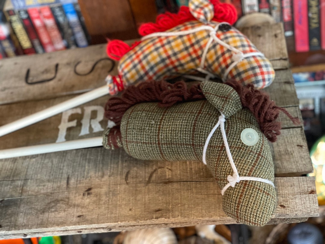 Vintage Hobby Horses Stick Ponies Set of 2 Farmhouse Hand Stitched ...