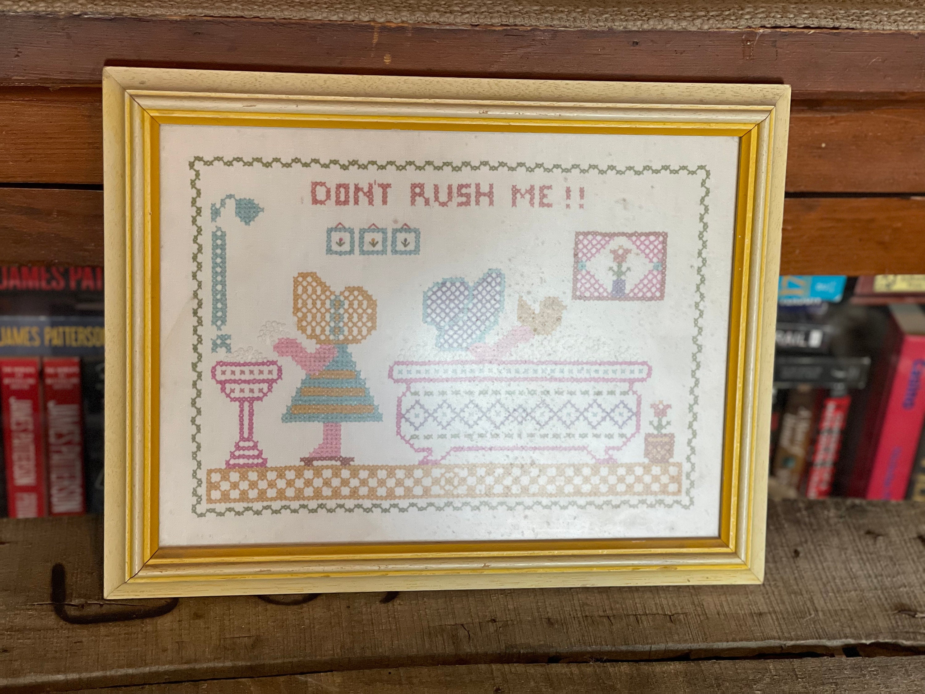 Vintage Farmhouse Bathroom Don't Rush Me Cross Stitch Embroidery Wall ...