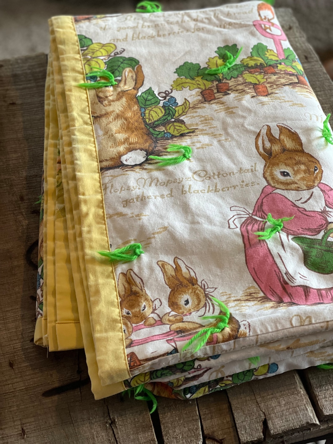 Large Toddler Sized Vintage Farmhouse Linen & Cotton Peter Rabbit ...