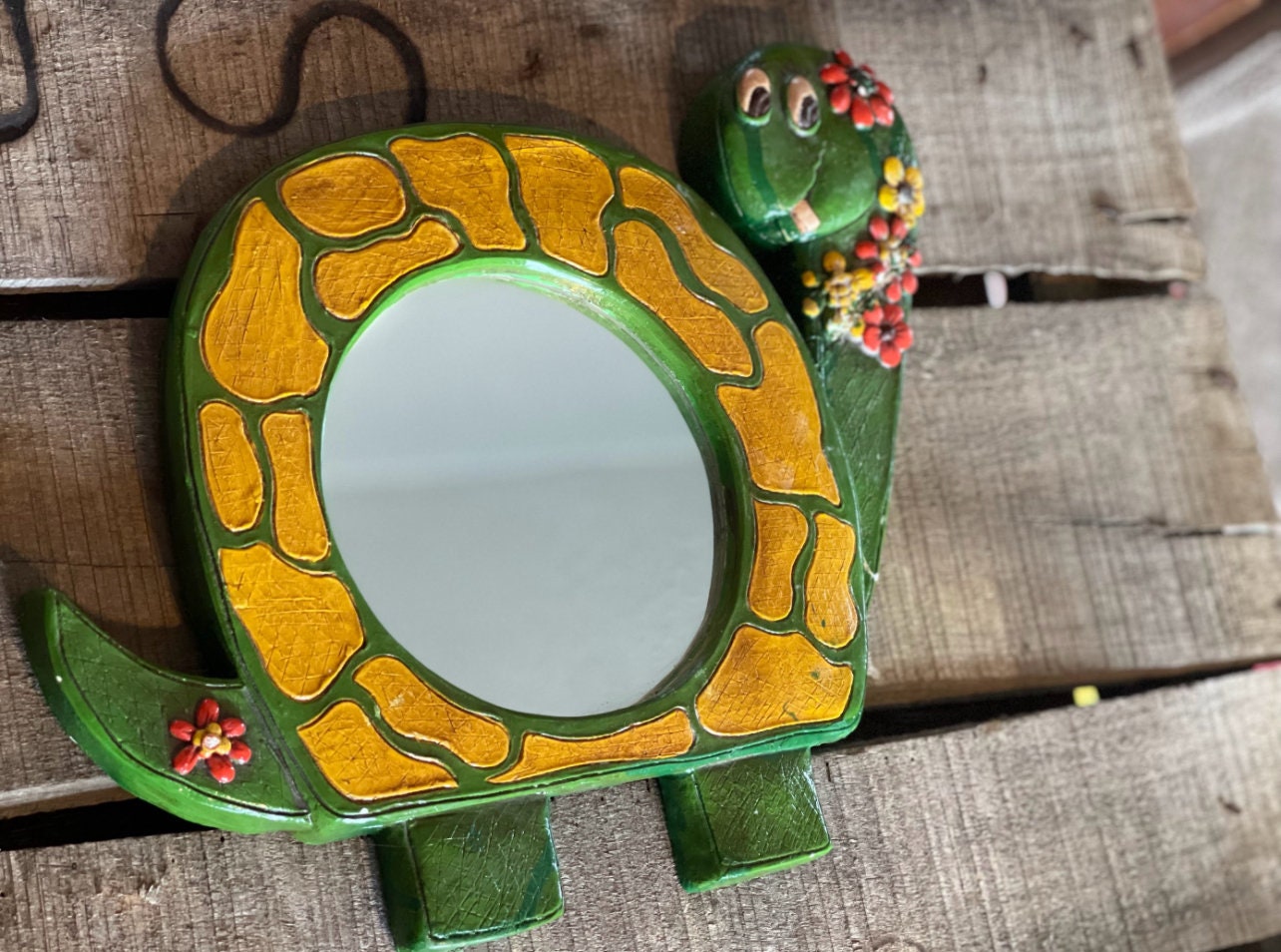 Whimsical Vintage Turtle Mirror Chalkware 1970s Groovy - Etsy
