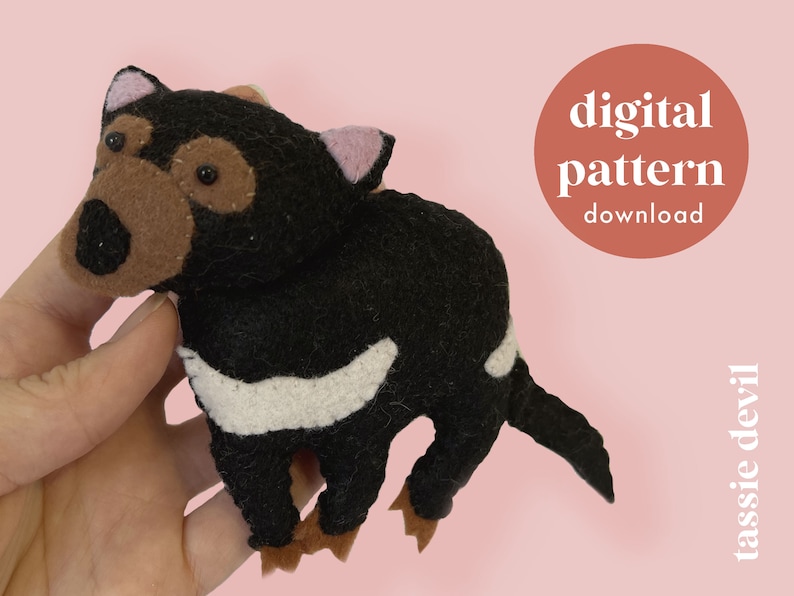 Tasmanian Devil Felt Australian Animal, Sewing Pattern, Instant ...