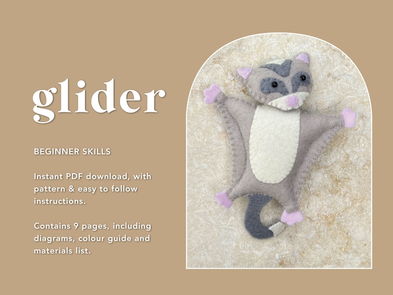 Sugar Glider Felt Sewing Pattern Australian Animals DIY - Etsy