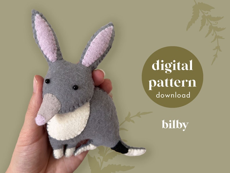 Bilby Sewing Pattern, Felt Australian Animals, Instant Download, PDF ...