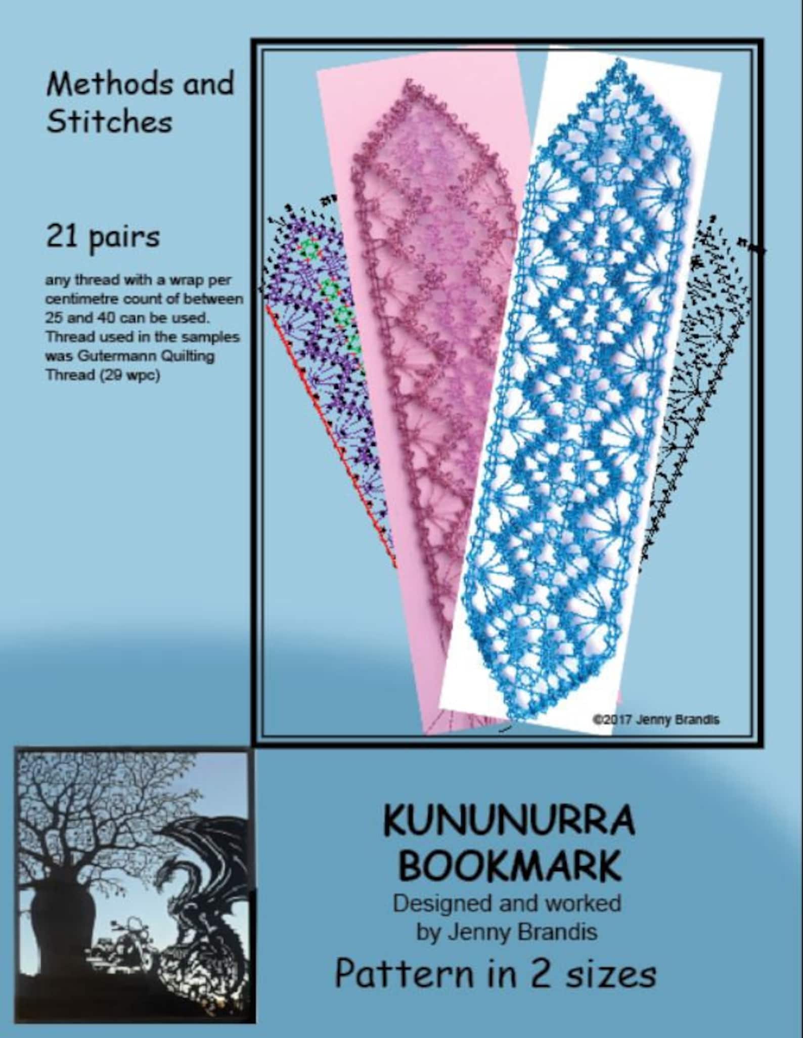 Kununurra Bookmark is a Bobbin Lace Pattern by Jenny Brandis - Etsy ...