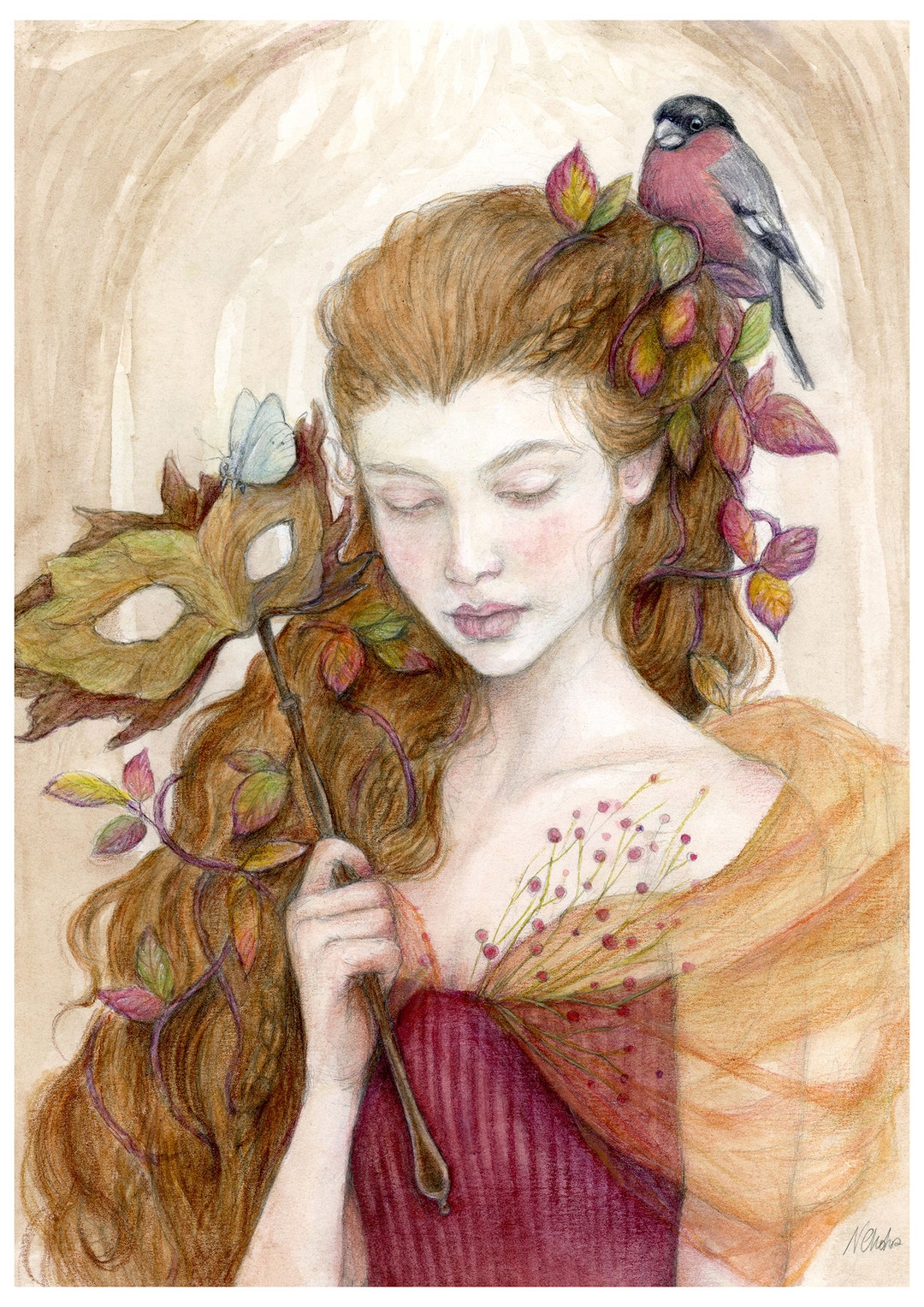 The Fall Maiden, A4 Art Print - Etsy