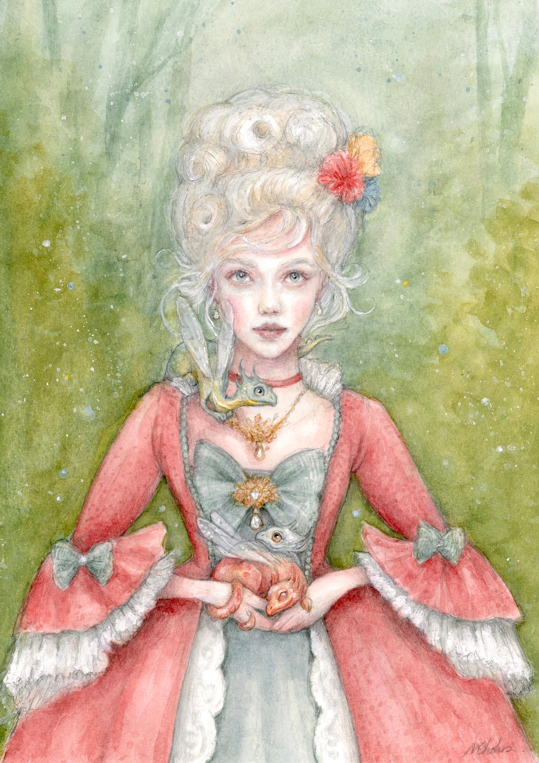 The Contessa and Her Dragons, A4 Art Print - Etsy