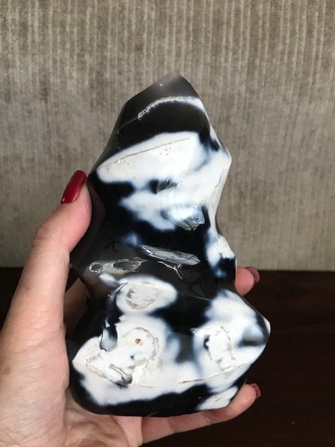Orca Agate Crystal Flame, Blue and White Flame, Agate Crystal, Crystal ...