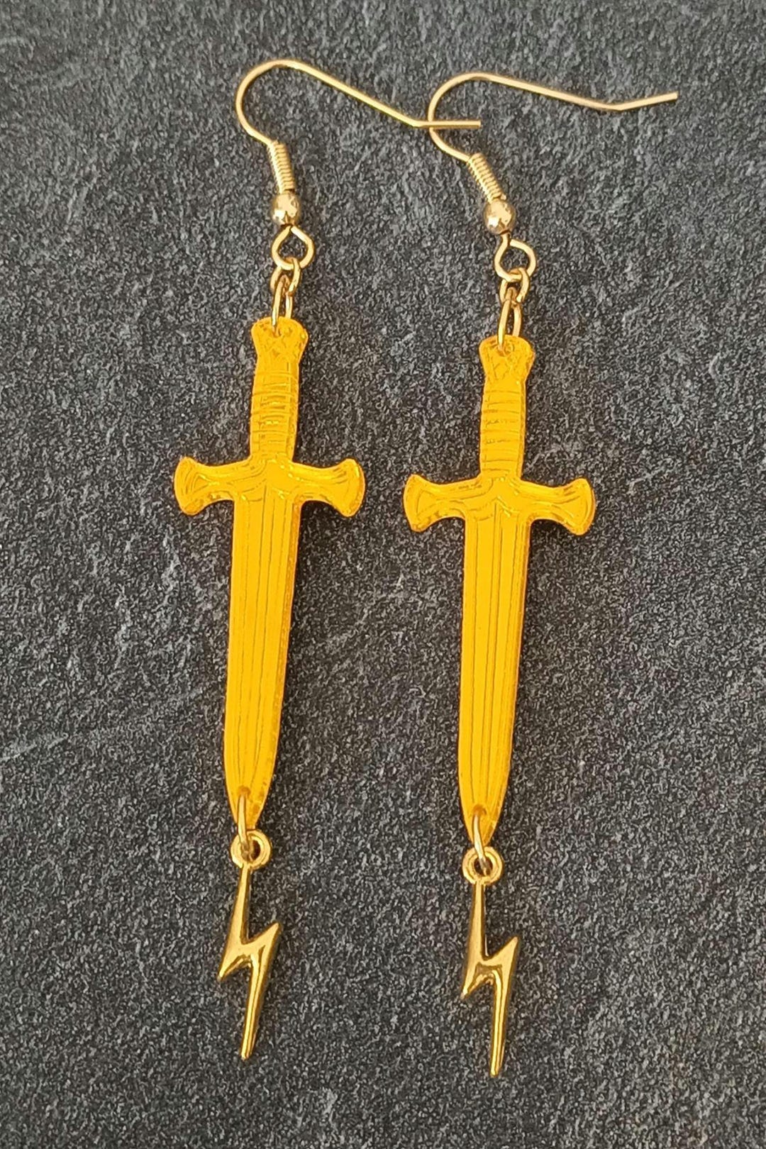 Dnd Paladin Sword, Dagger, Gold, Weapon, Smite, Lightning, Earring Dnd ...