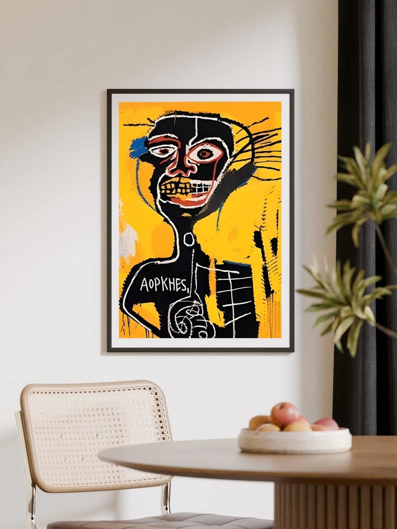 Jean Michel Basquiat Poster, Street Art Drawing, 80's Decor, Pop Art ...
