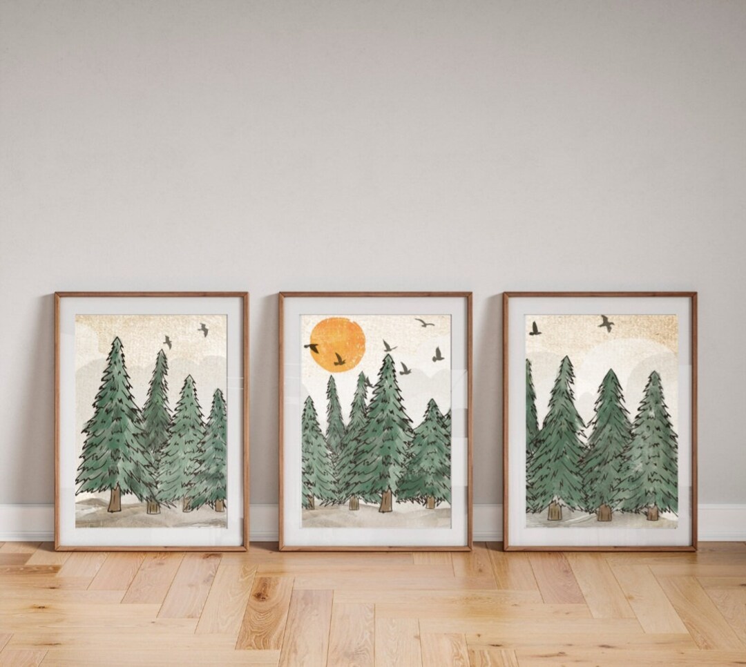 Wall Art Set of 3, Nursery Prints, Woodland Decor, Forest Posters ...