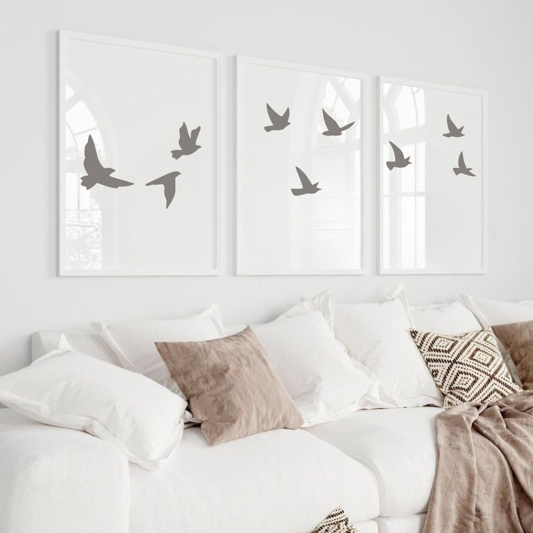 Flying Birds Poster Set, 3 Wall Art, Birds Prints, Nursery Decor, Baby ...