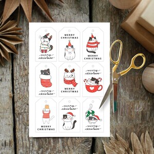 Printable Christmas Gift Tags, Set of 9 Labels, Cats Christmas Tags ...