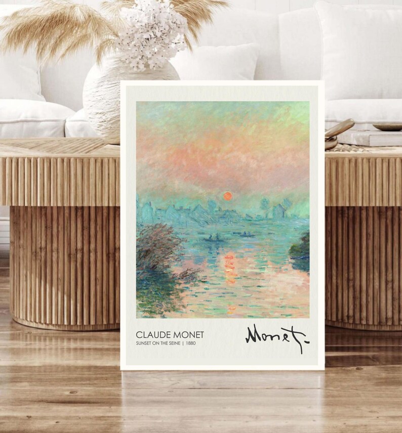 Monet Sunset Poster, Impressionism Wall Art, Claude Monet Painting ...