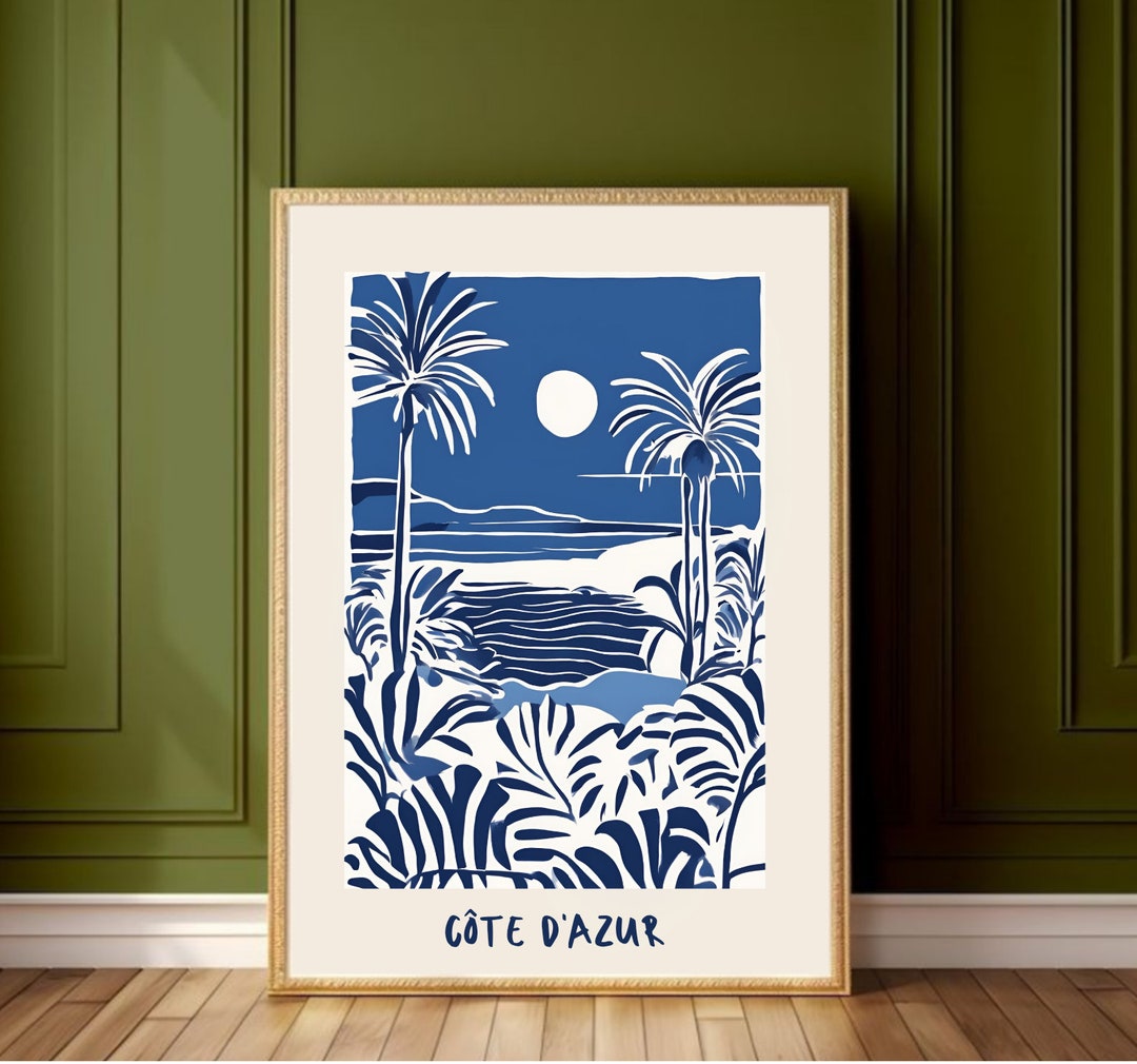 Azure Illustration, Blue Wall Decoration, Picture Living Room, Sea ...