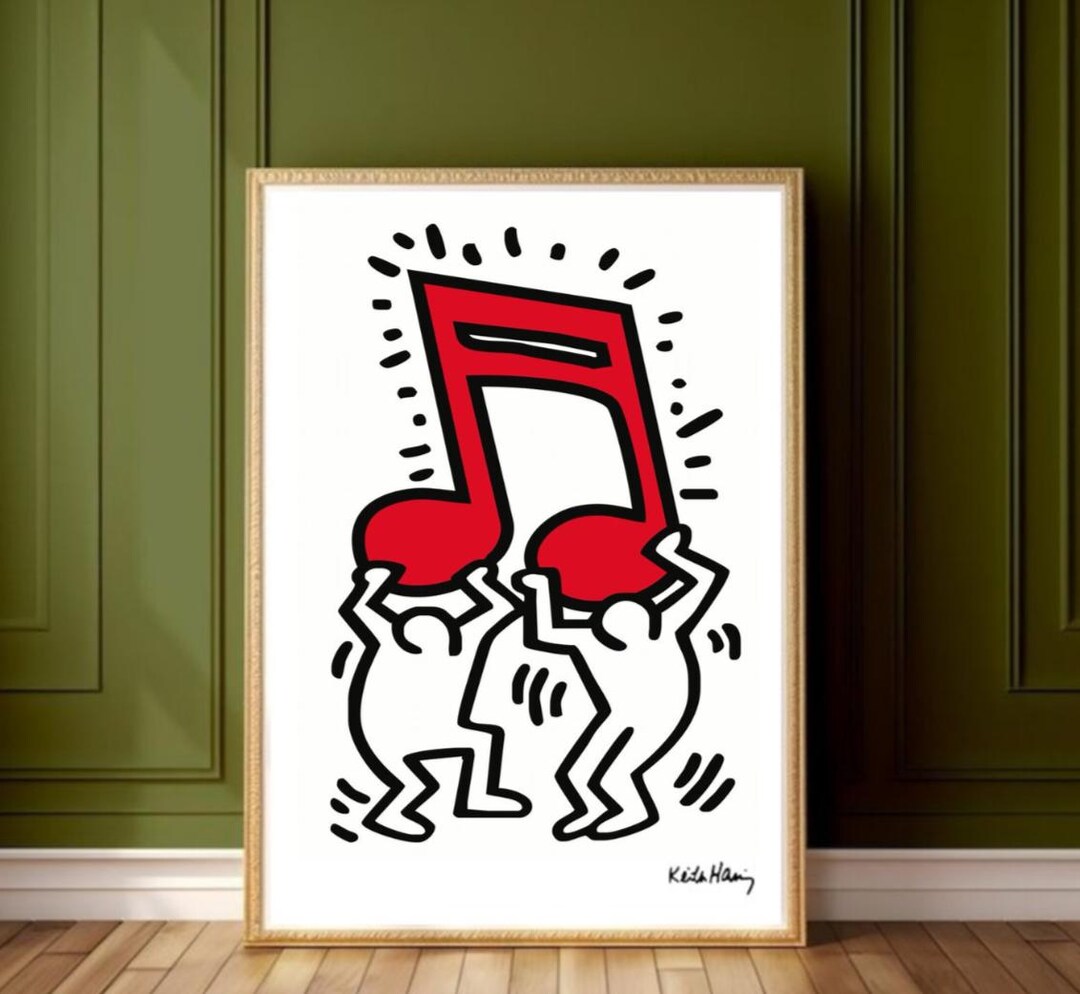 Music Poster, Keith Haring Wall Art Print, Pop Art, Modern Room Decor ...