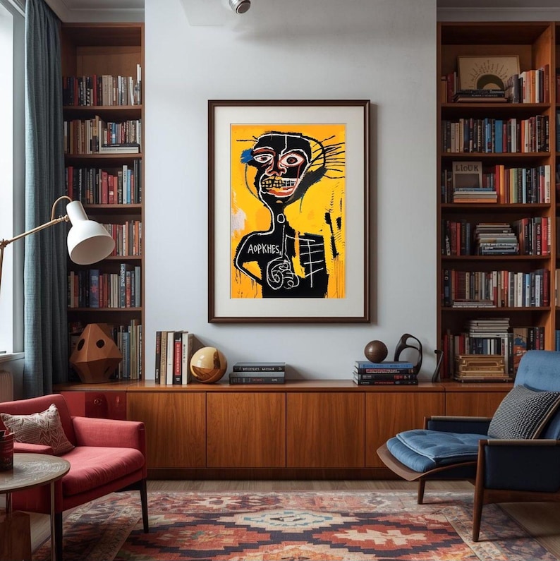 Jean Michel Basquiat Poster, Street Art Drawing, 80's Decor, Pop Art ...
