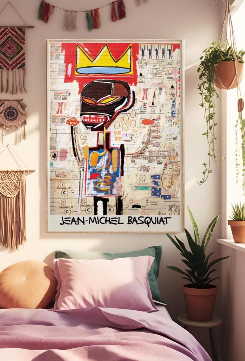 Jean Michel Basquiat Poster, Street Art Drawing, 80's Decor, Pop Art ...