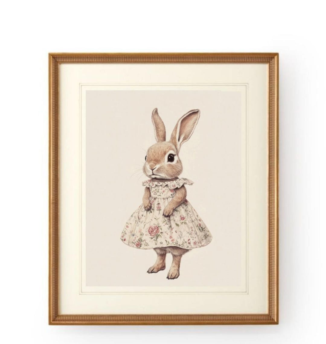 Bunny Illustration, Vintage Wall Art Print, Nursery Room Decor, Baby ...