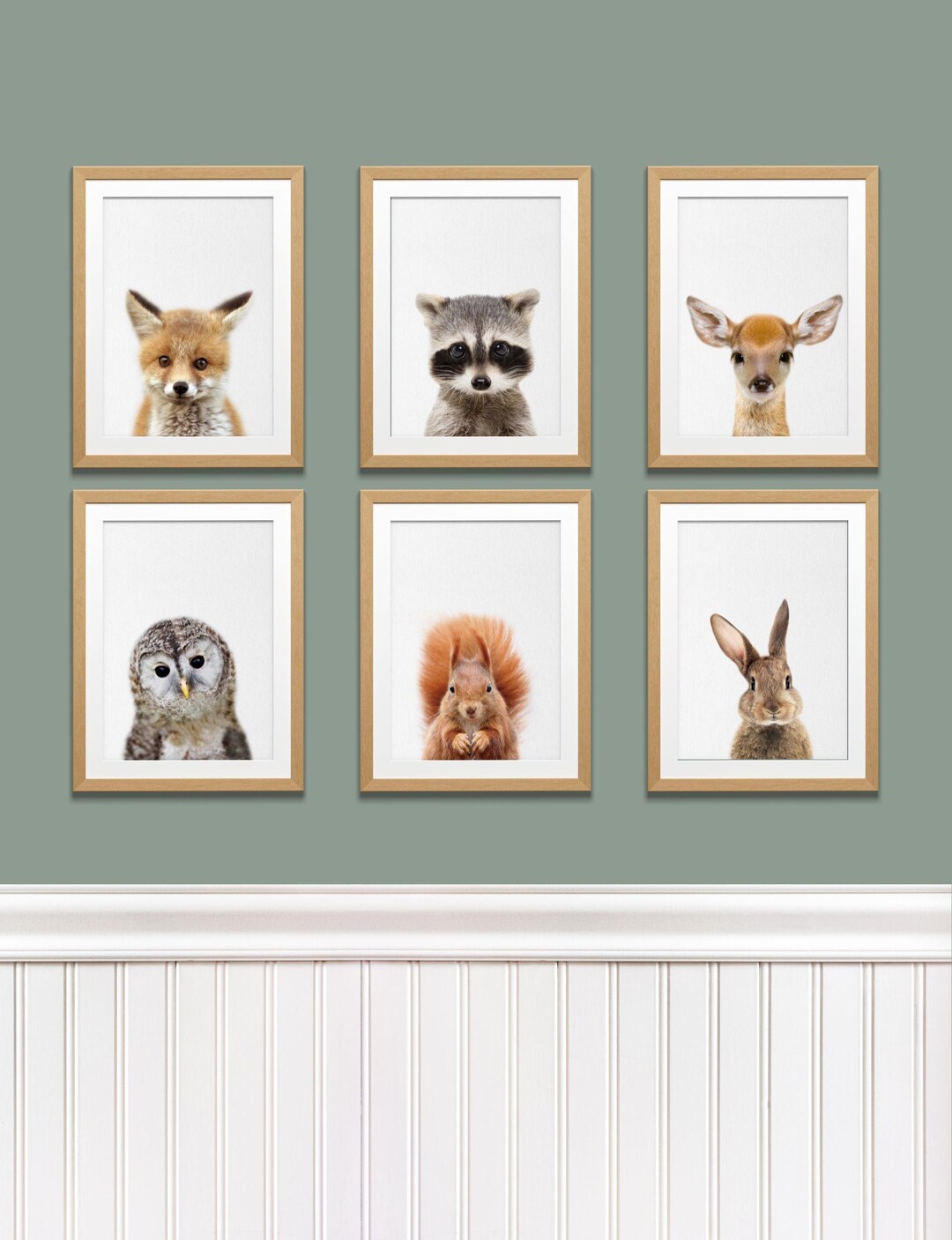 Wall Art Set of 6 Prints, Forest Animals Pictures, Woodland Nursery ...