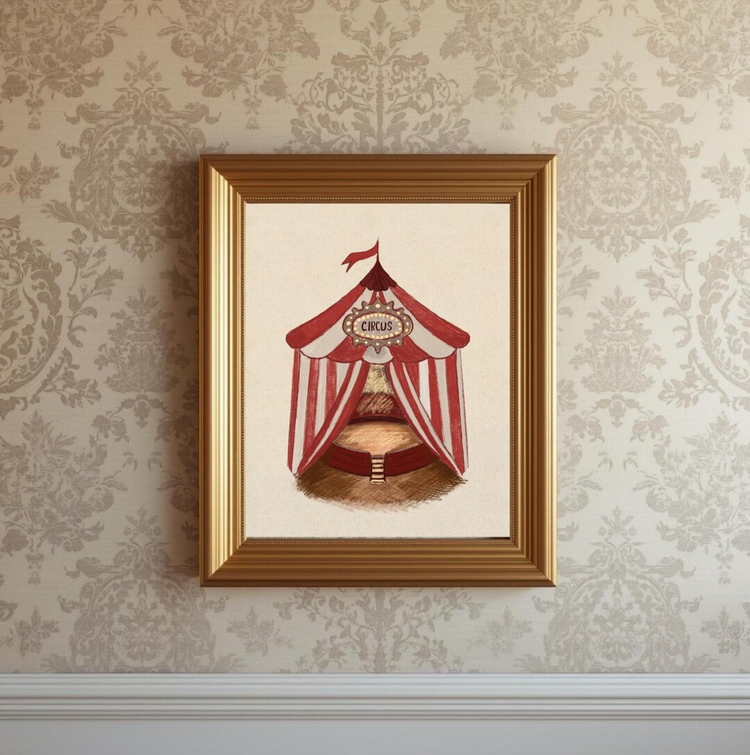 Circus Tent Drawing, Nursery Wall Art Print, Child Bedroom Ornament ...