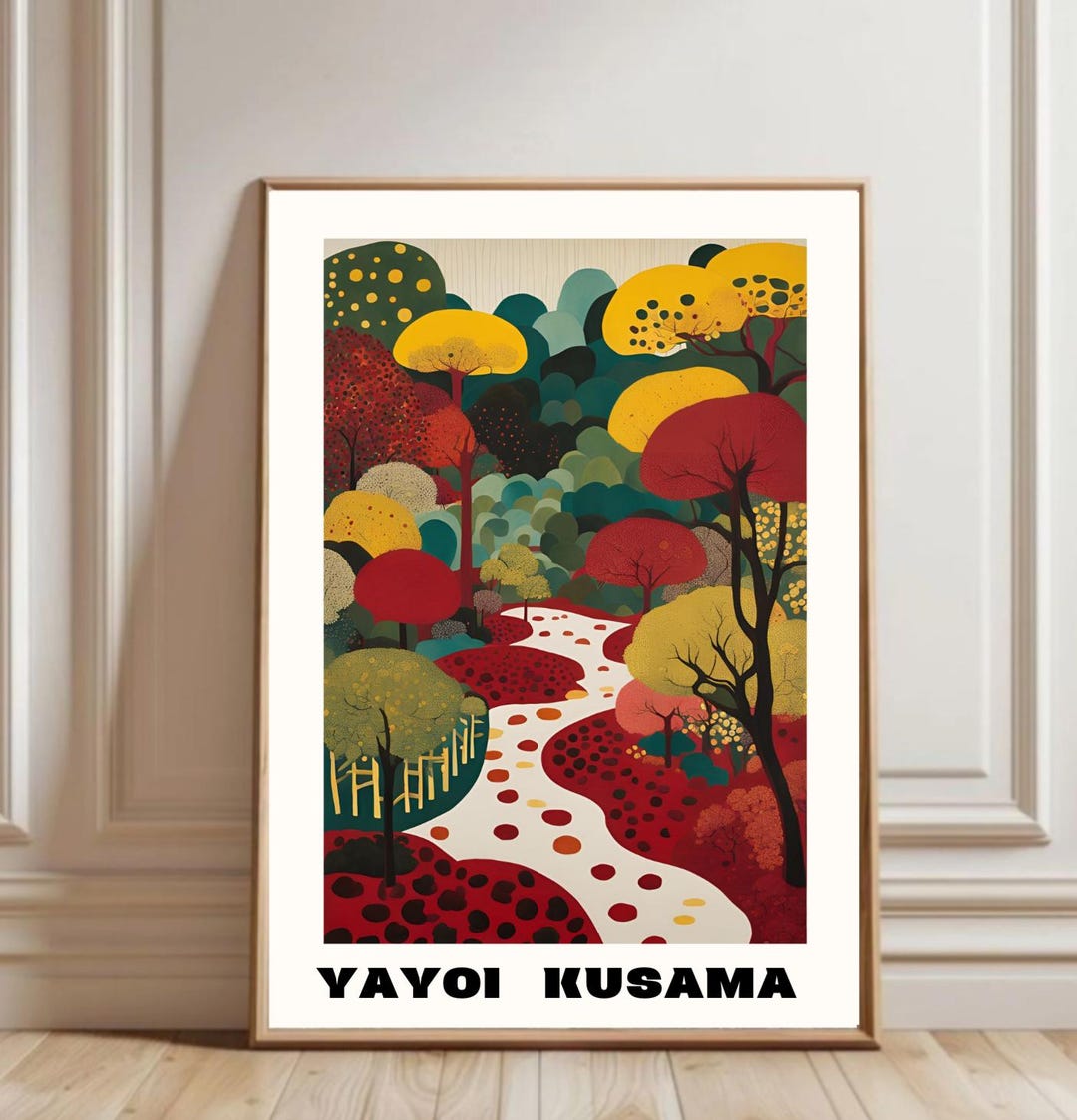 Yayoi Kusama Poster, Autumn Fotest Drawing, Kusama Wall Art Print, Home ...