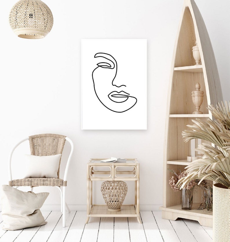 One Line Wall Art Woman Face Line Art Fashion Printable - Etsy