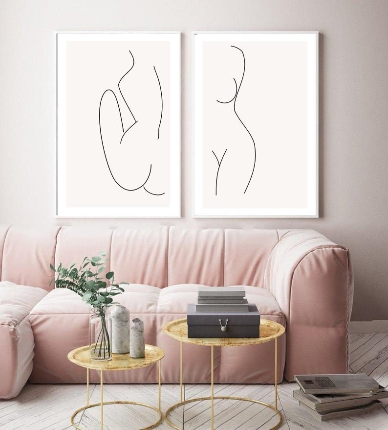 Set of two prints Woman body printable Line Wall Art Prints | Etsy