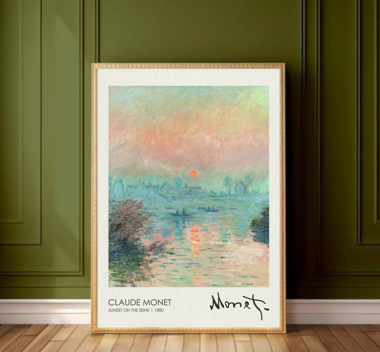 Monet Sunset Poster, Impressionism Wall Art, Claude Monet Painting ...