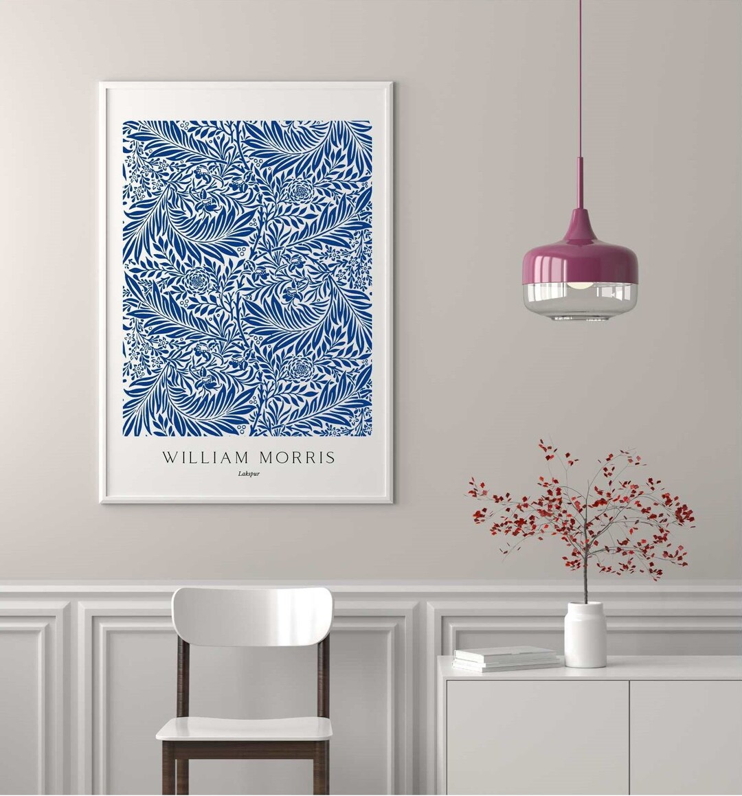 William Morris Poster, Blue Wall Art, Home Decor, Morris Drawing ...