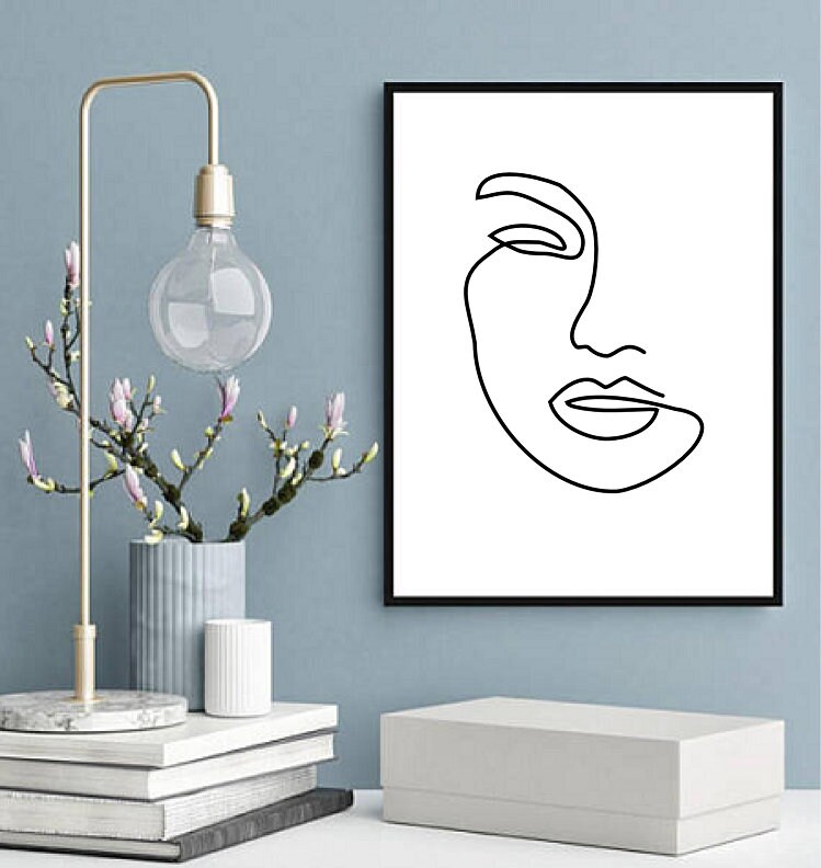 One Line Wall Art Woman Face Line Art Fashion Printable - Etsy