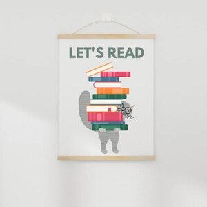 Let's Read Poster, Kids Room Decor, Montessori Ornament , Drawing With ...